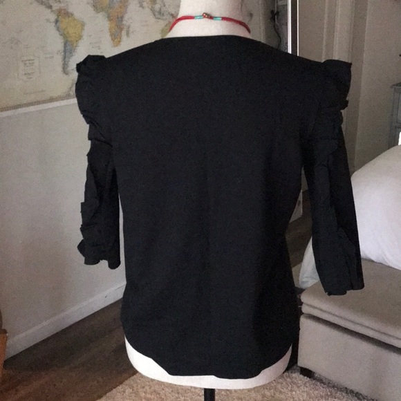 Zara | Tops | Zara Black Ruffle Detail Sleeve | Poshmark